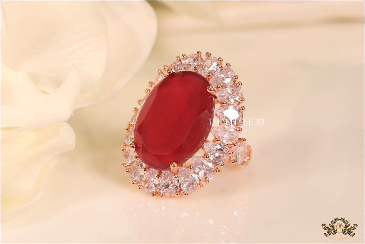Red Ruby CZ Rose Gold Finish Ring – The Little Jewel Box
